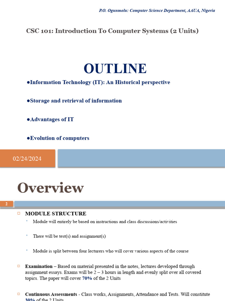 CSC 101 Lecture Notes | PDF | Computing | Office Equipment