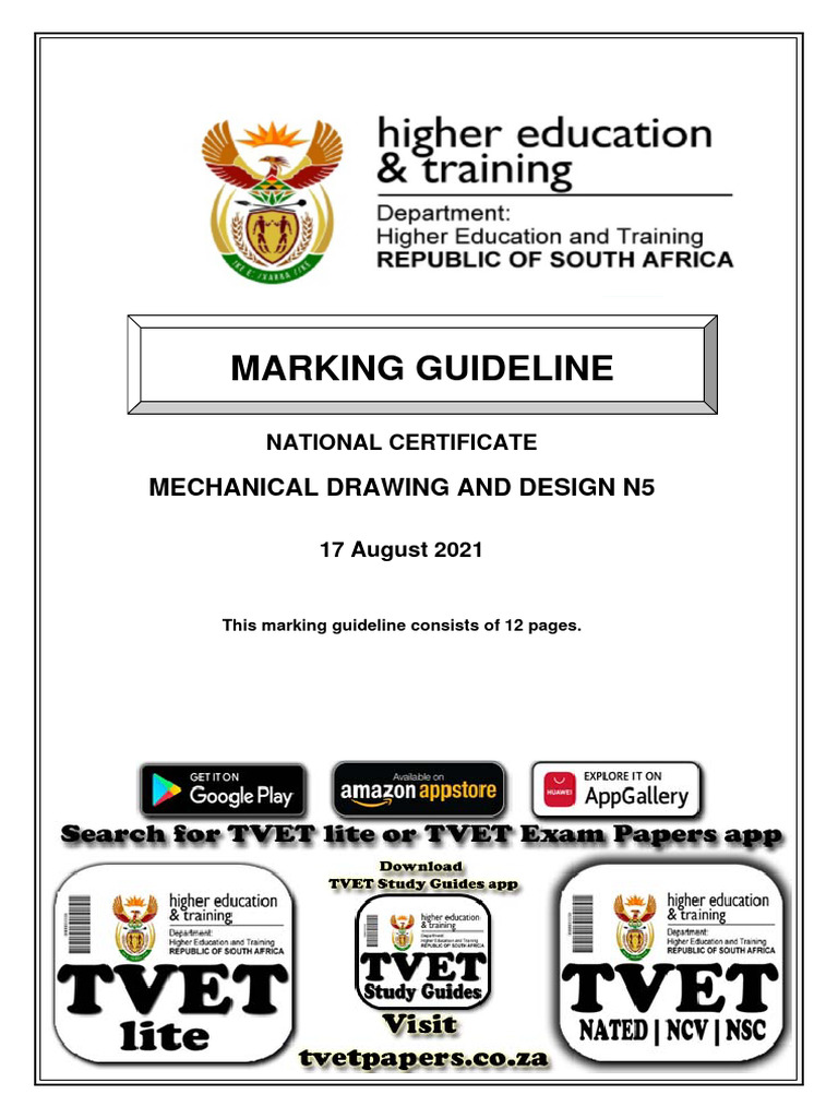 T1080 - Mechanical Drawing and Design N5 Memo Aug 2021 | PDF | Civil ...