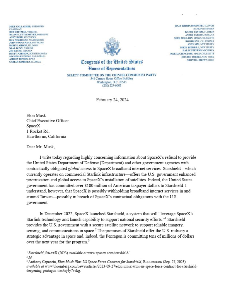 SpaceX's Starshield and Taiwan Access Issues | PDF