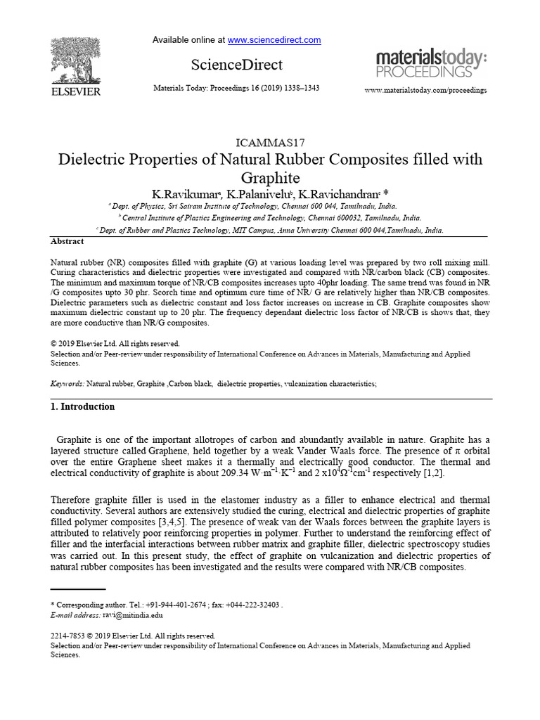 Dielectric Properties of Natural Rubber Composites Filled With Graphite ...