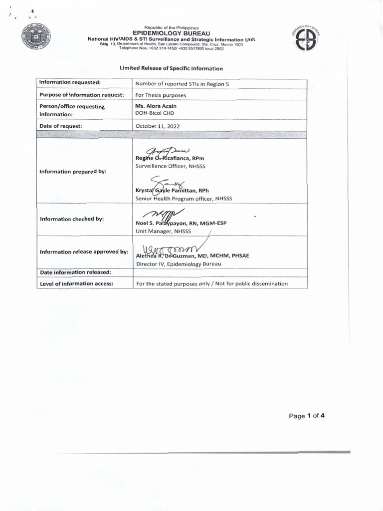 Data For eFOI DOH 848251822716 | PDF