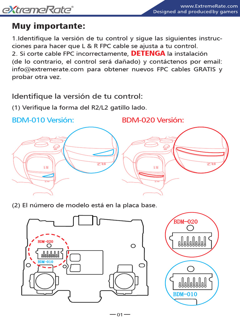 [BDM-010-020] EXtremeRate RISE 2.0 REMAP KIT - FPC Cable Modified ...