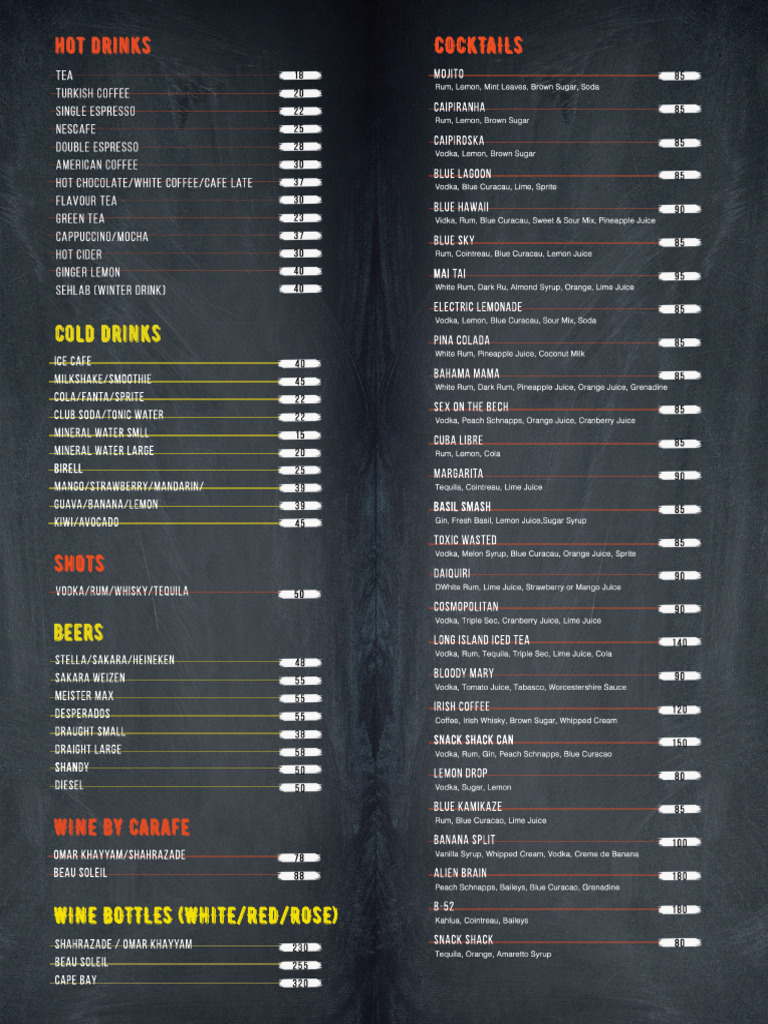Snack Shack Menu | PDF
