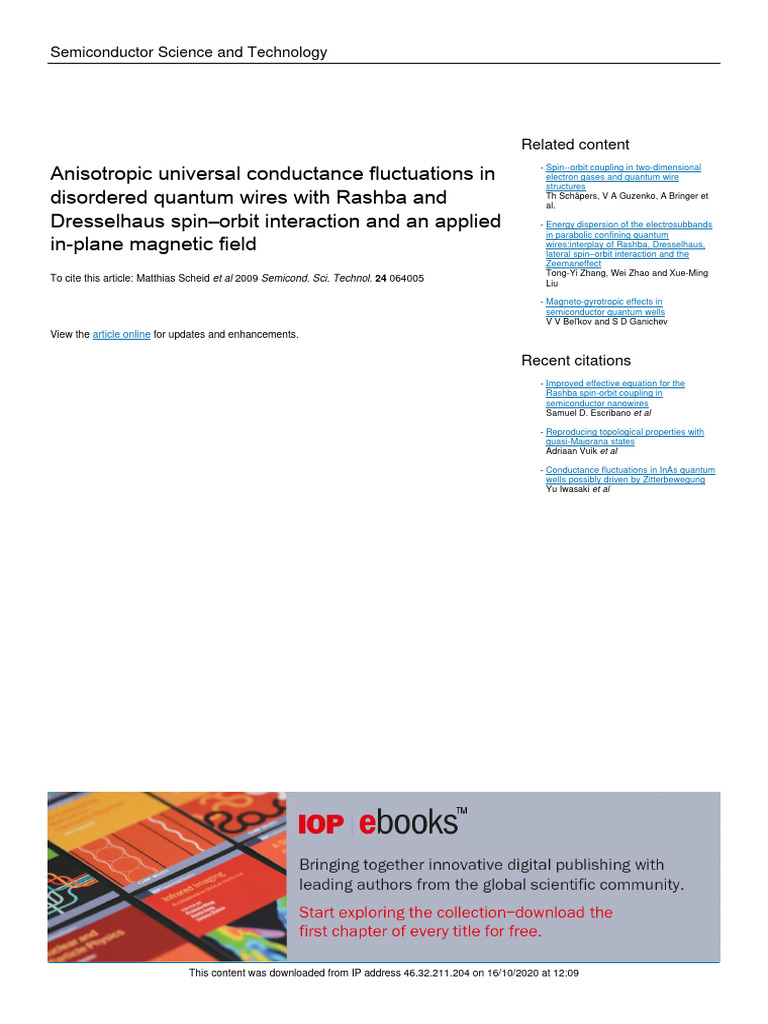 Quantum Well Wire and Conductance Scheid - 2009 - Semicond. - Sci ...