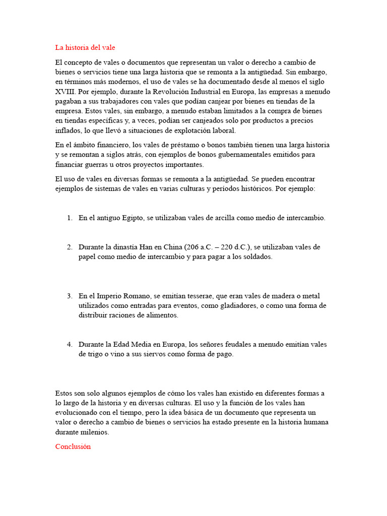 Historia y uso de los vales | PDF