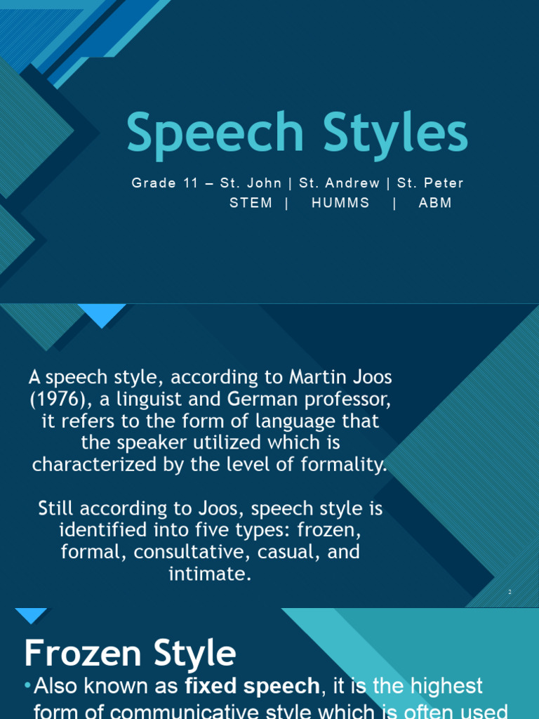 8 Speech Styles | PDF