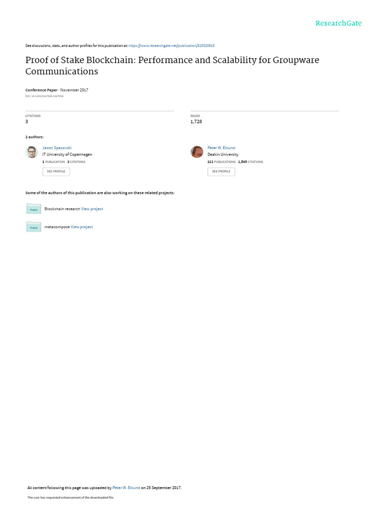Proof of Stake Blockchain Performance and Scalability For Groupware Communications | PDF ...