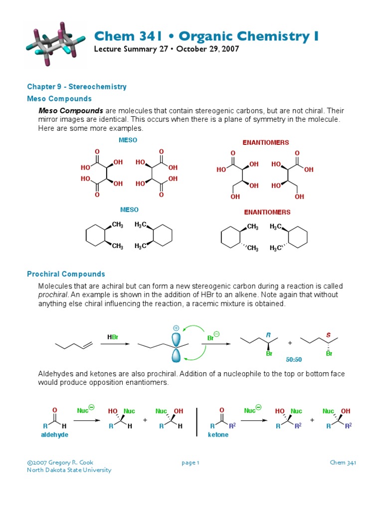 Ochem Notes Stereo | PDF | Chirality (Chemistry) | Atoms