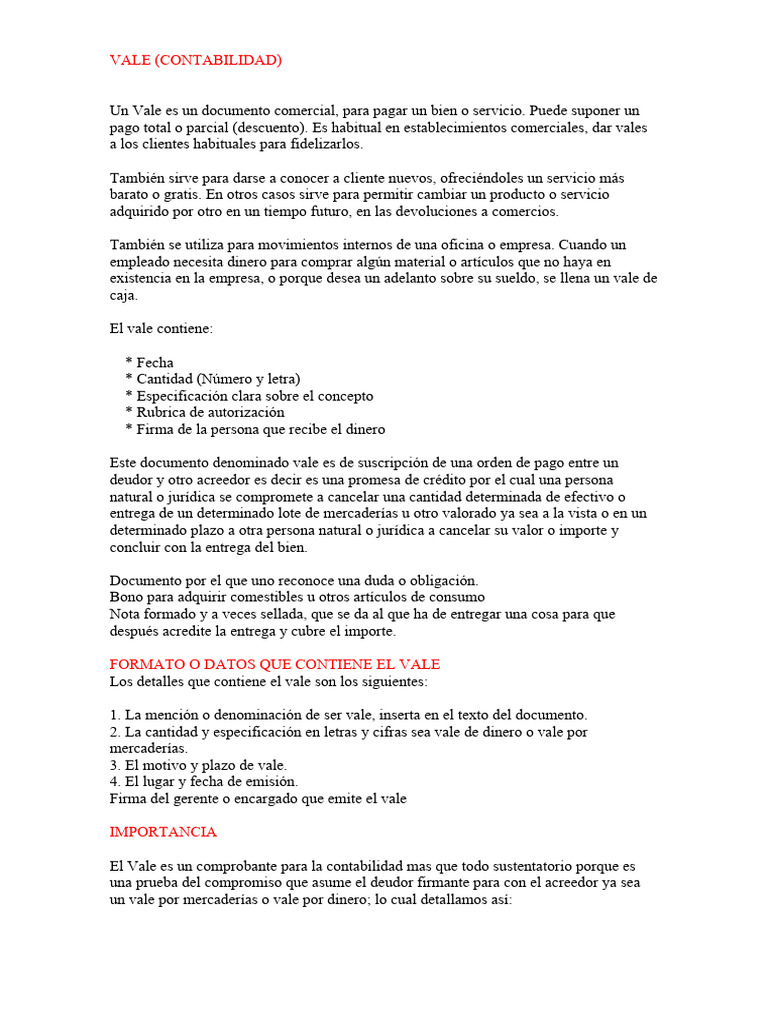 el vale | PDF | Pagos | Crédito