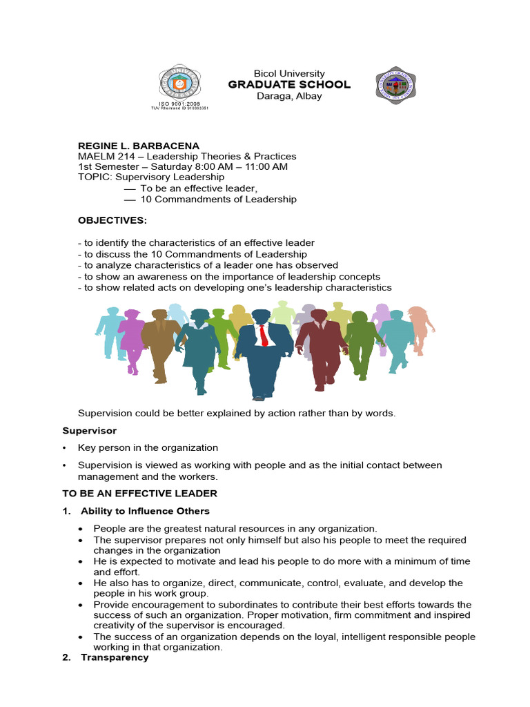Handout - To Be An Effective Leader 10 Commandments of Leadership ...