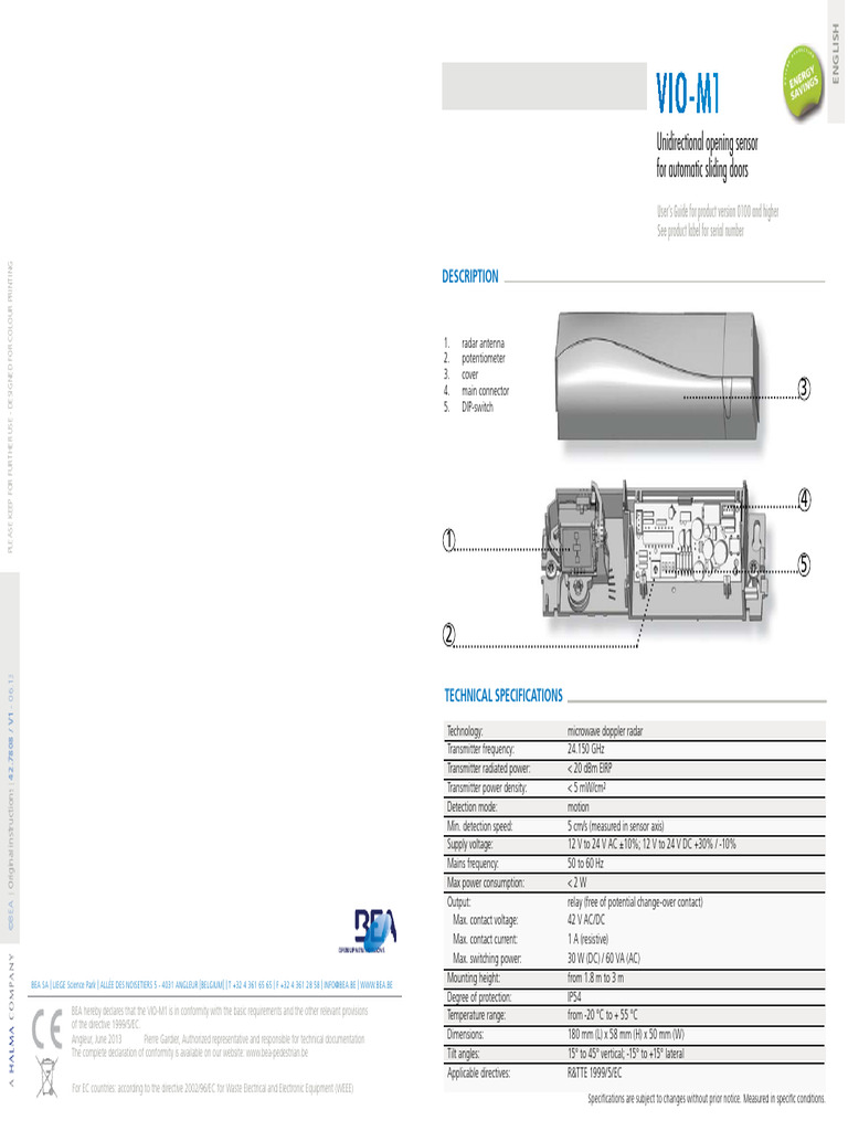 Unidirectional Opening Sensor For Automatic Sliding Doors: Description ...