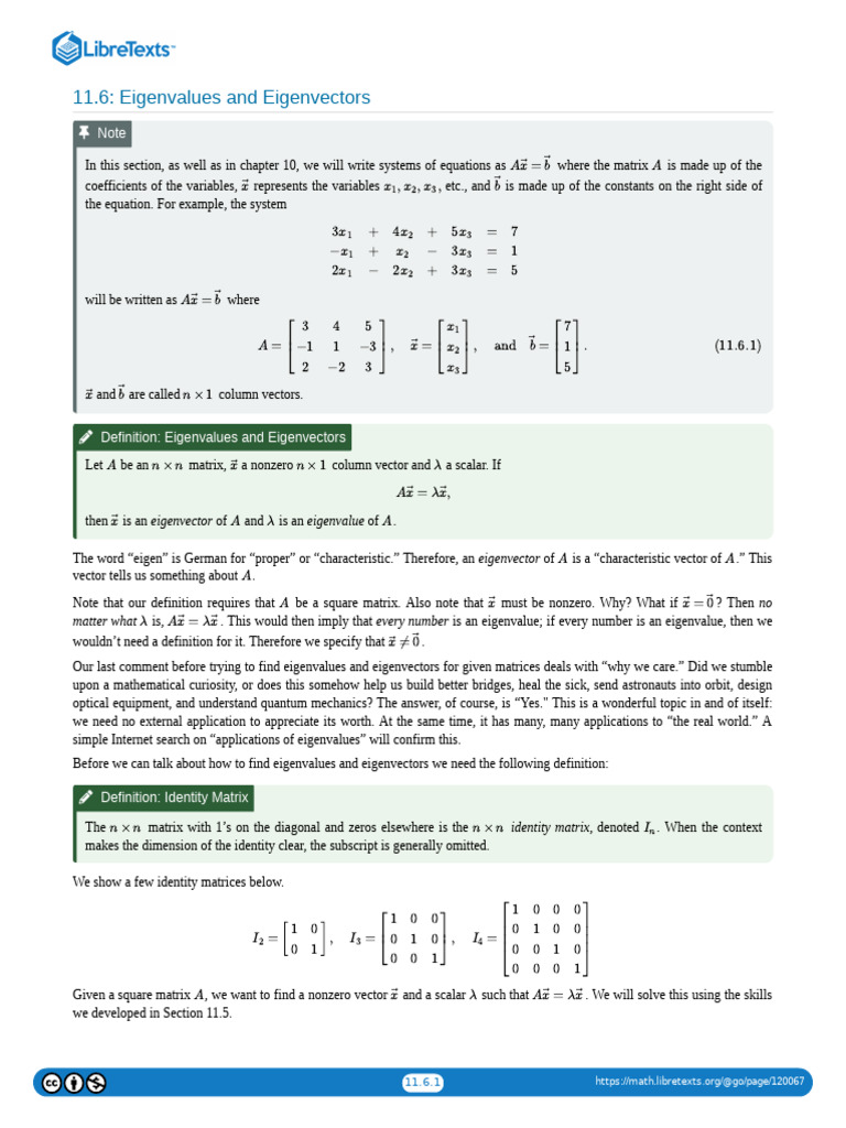 Eigenvalues and Eigenvections Examples and Practice Exercises | PDF | Eigenvalues And ...