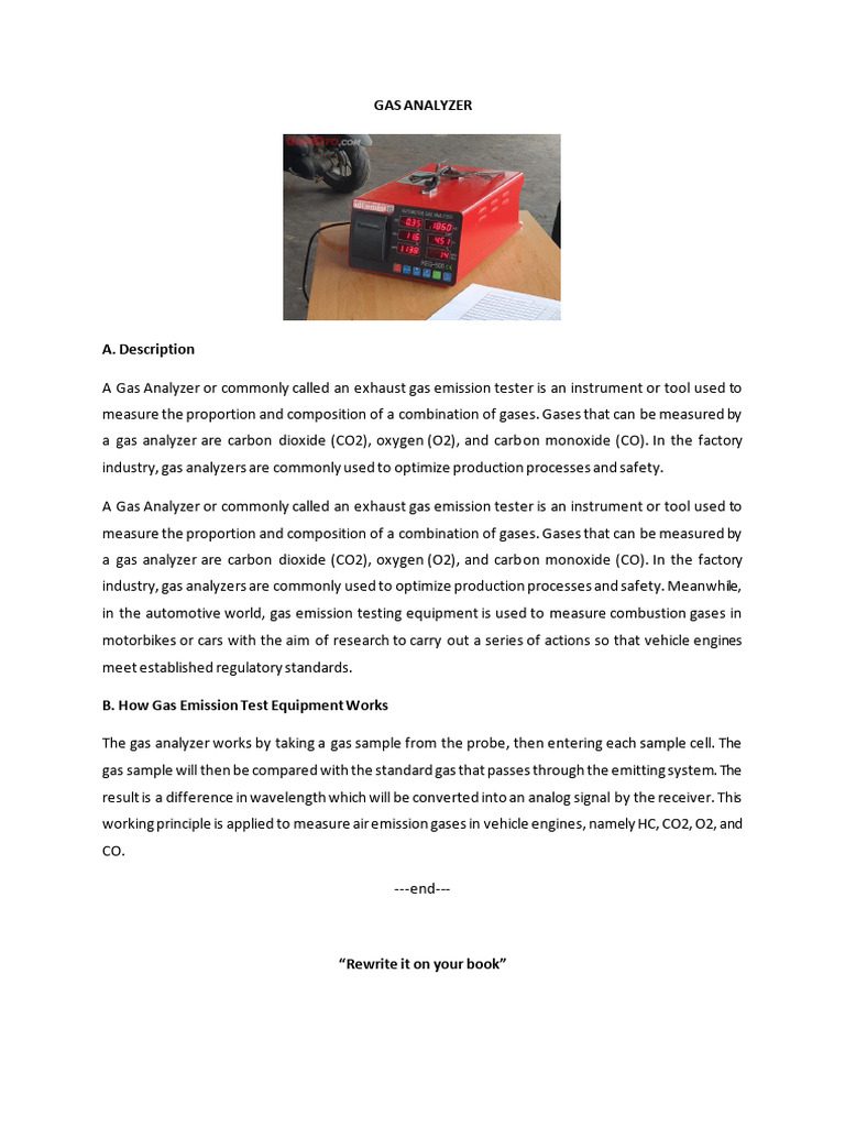 Gas Analyzer Working Principles and Uses | PDF