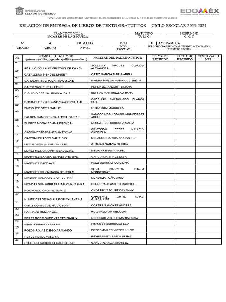 Formato Entrega Libros de Texto Gratuito 6 A | PDF