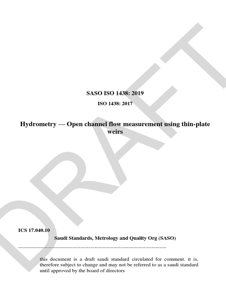 SASO ISO 1438:2019 Hydrometry Standard | PDF | International ...