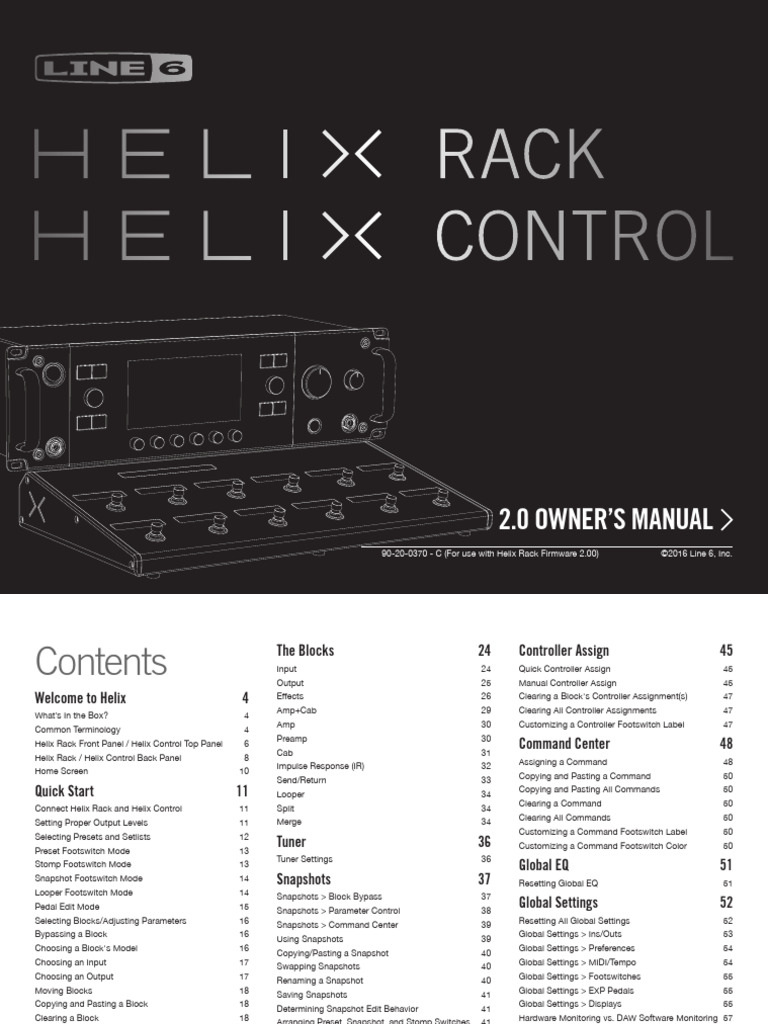 Helix Rack and Control 2.0 Owners Manual - English | PDF