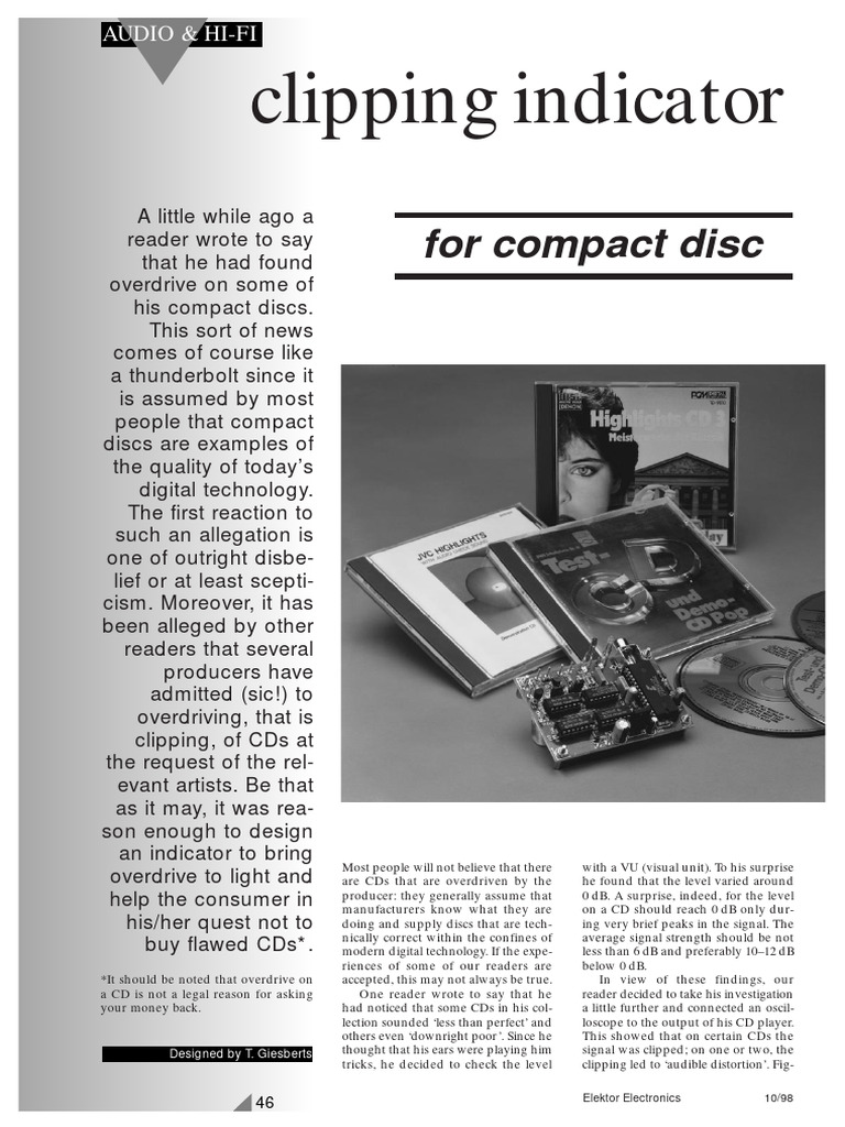 Clipping Indicator: For Compact Disc | PDF | Compact Disc | Electrical ...