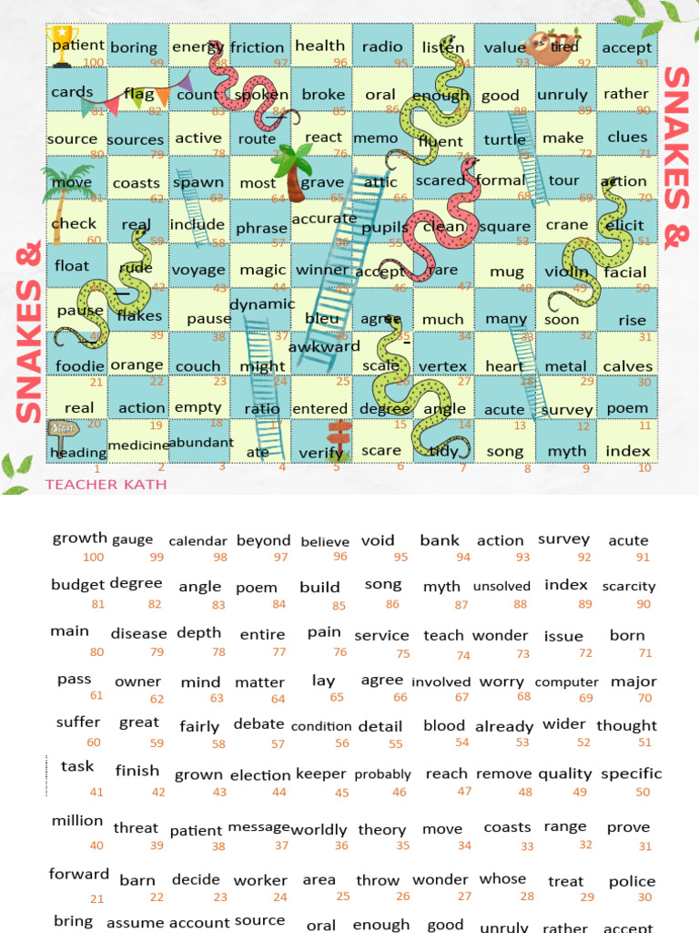 Snakes and Ladders Board Games Grade 6 | PDF