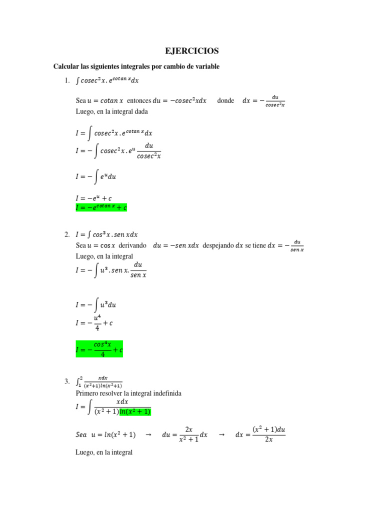 Ejercicios de Integración | PDF
