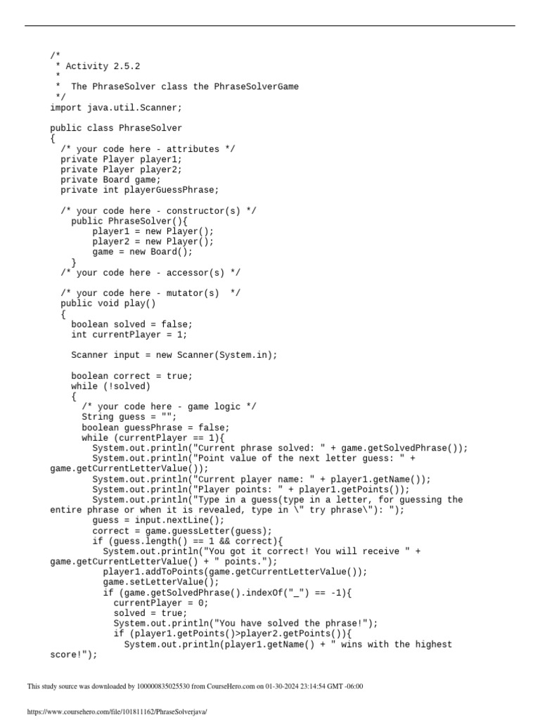 PhraseSolver Java | PDF | Boolean Data Type | Computing