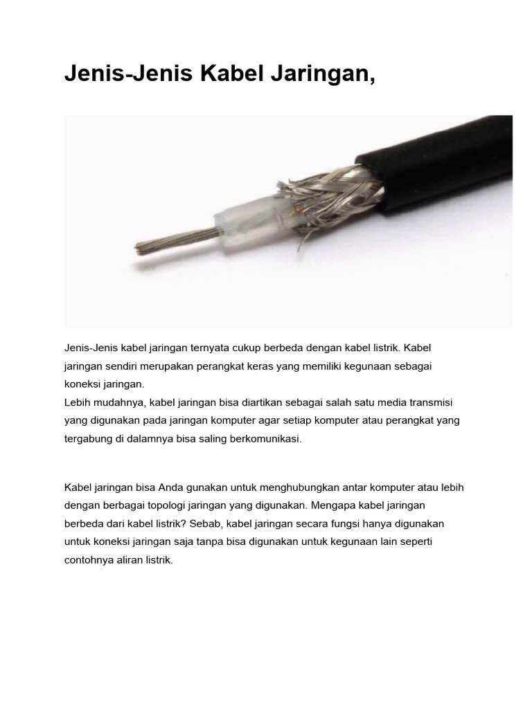 Jenis Kabel Jaringan | PDF