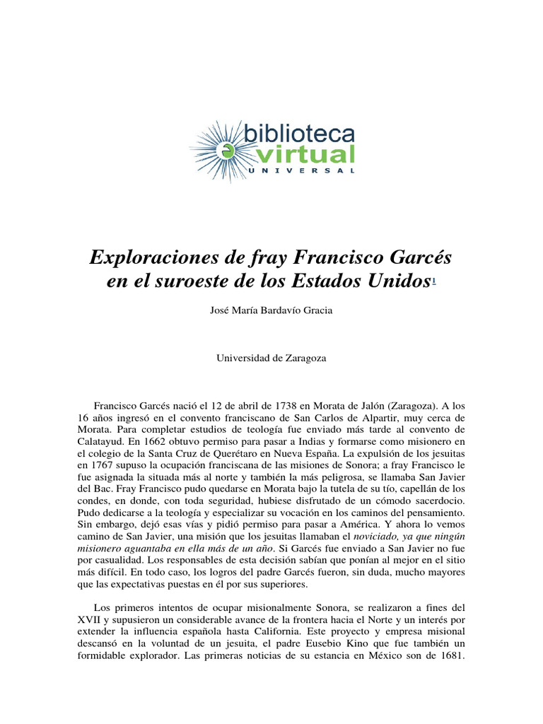 Historia de América - Francisco Garcés | PDF | Río Colorado | California