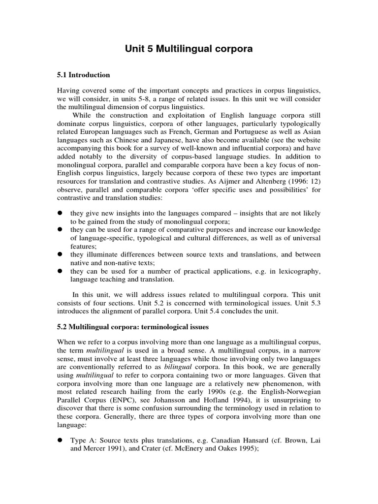 Unit 5 Multilingual Corpora | PDF