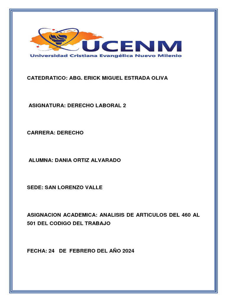 Artículo 460 AL 501 LABORAL 2 | PDF | Derecho laboral | Sindicato