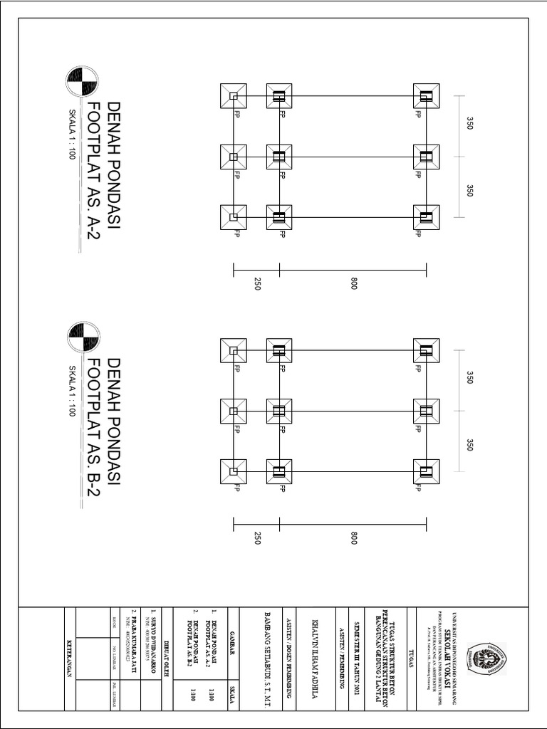 Contoh Denah Pondasi Struktur Baja 2 Lantai | PDF