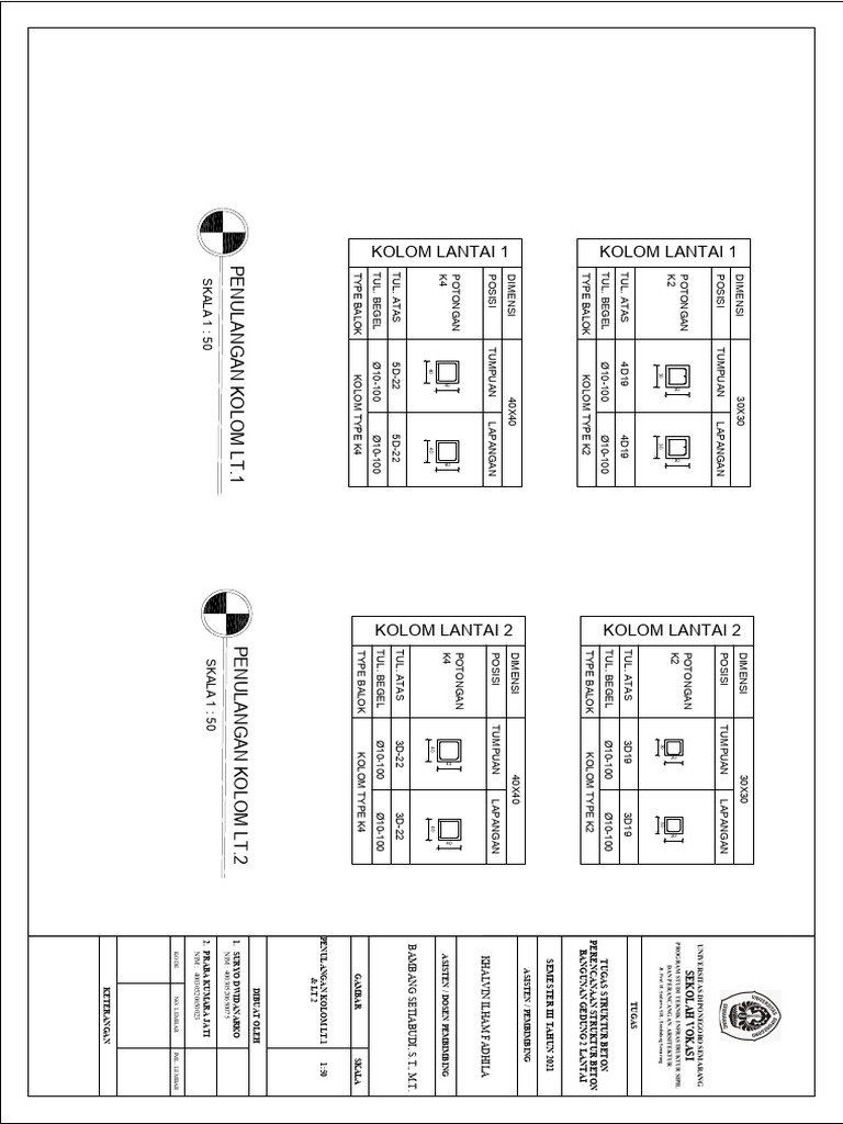 Contoh Detail Kolom Dan Balok Struktur Baja 2 Lantai | PDF