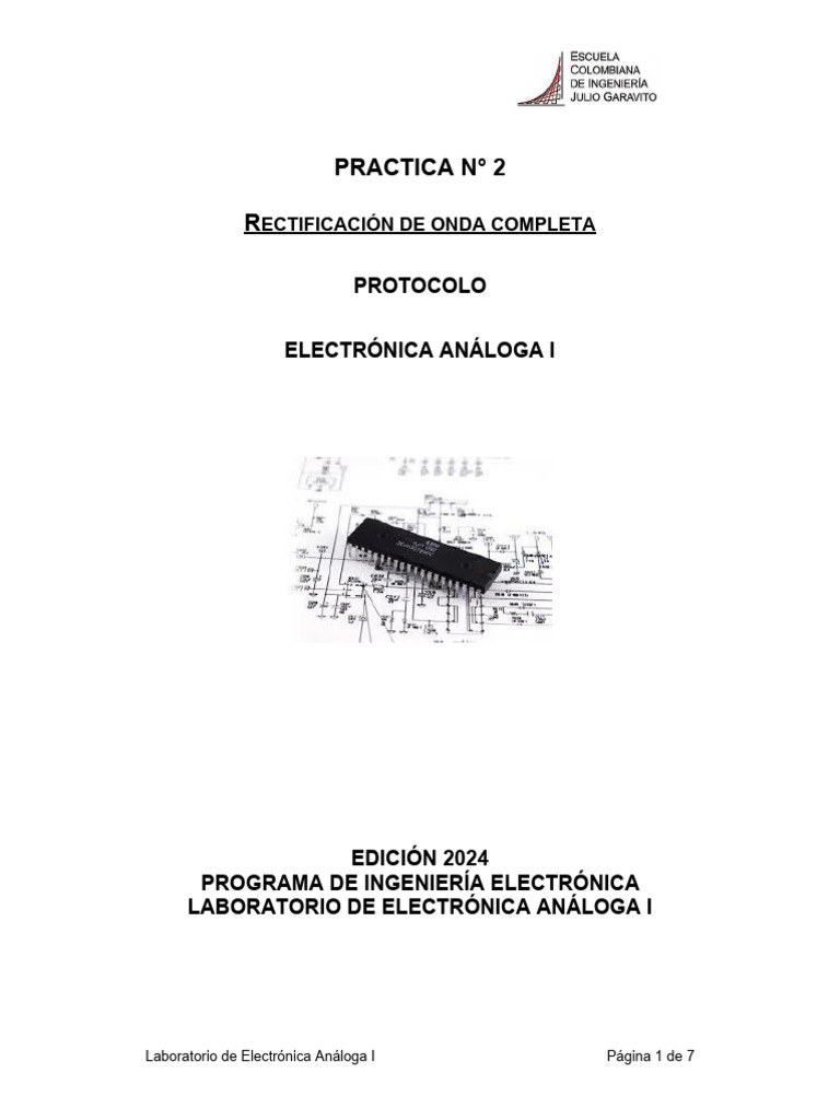 Practica No.2 - Rectificación de Onda Completa Con Diodos - EAN1-101 - 2024-1 | PDF ...