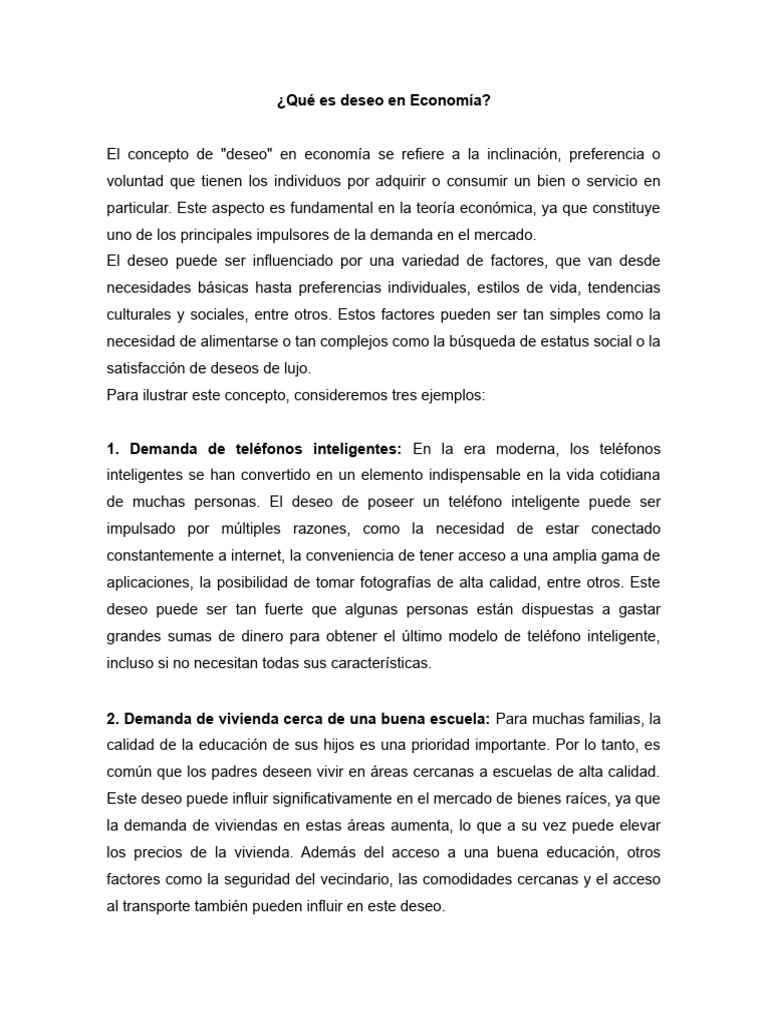 Qué Es Deseo en Economía | PDF | Alimentos | Mercado (economía)