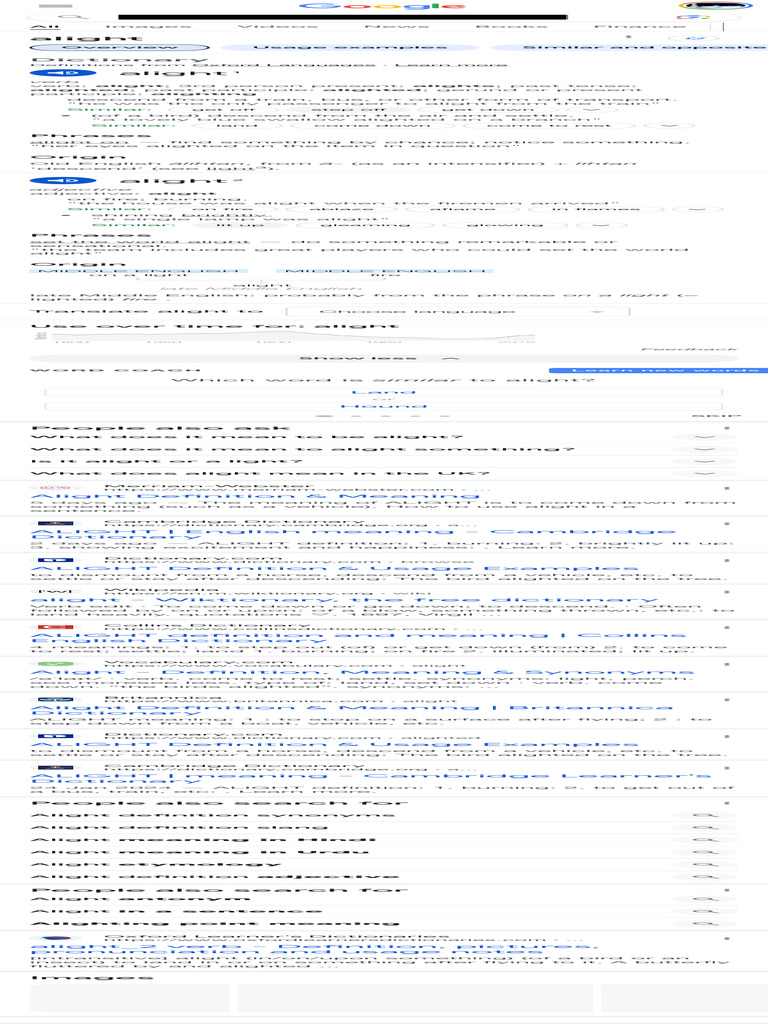 Understanding 'Alight': Definitions & Uses | PDF
