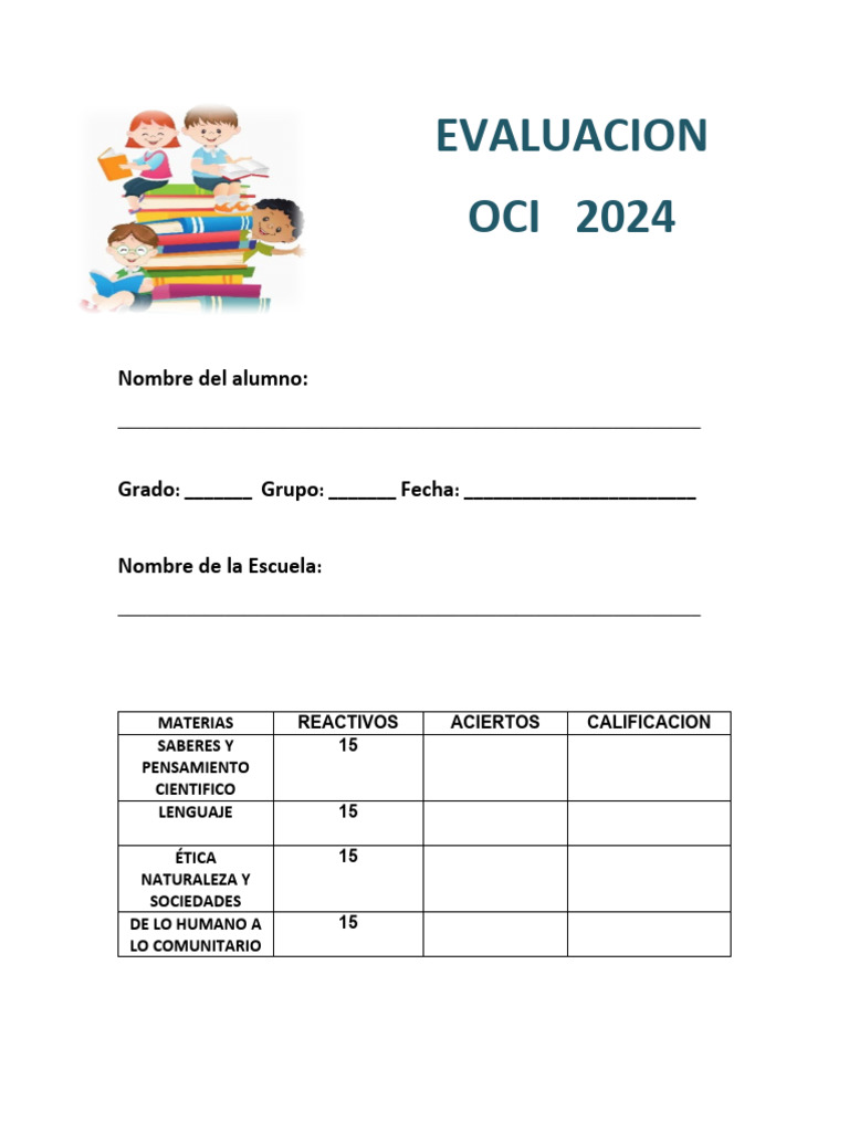 Evaluacion Oci 6to 2024 Pdf