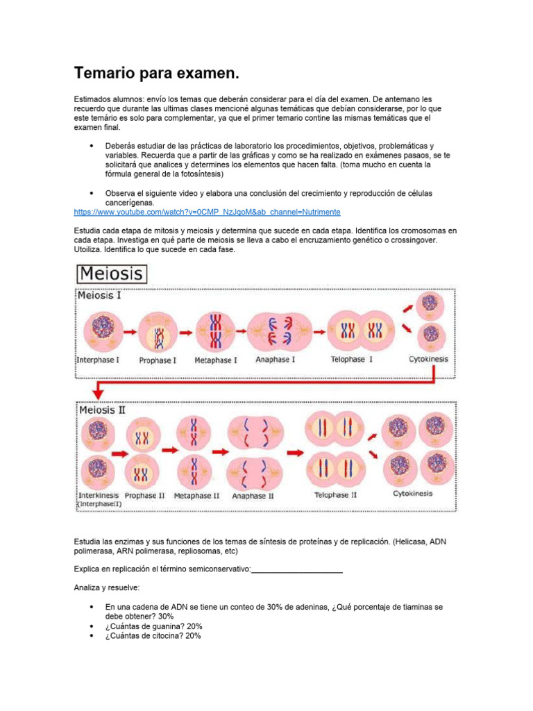 Guía de Estudio para Examen Final | PDF | Rna | Adn