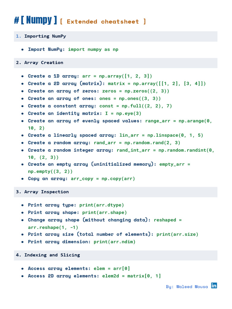 (Numpy) - Extended Cheatsheet | PDF | Matrix (Mathematics) | Eigenvalues And Eigenvectors