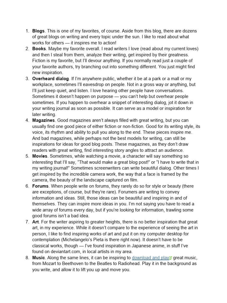 31 Ways To Find Inspiration | PDF