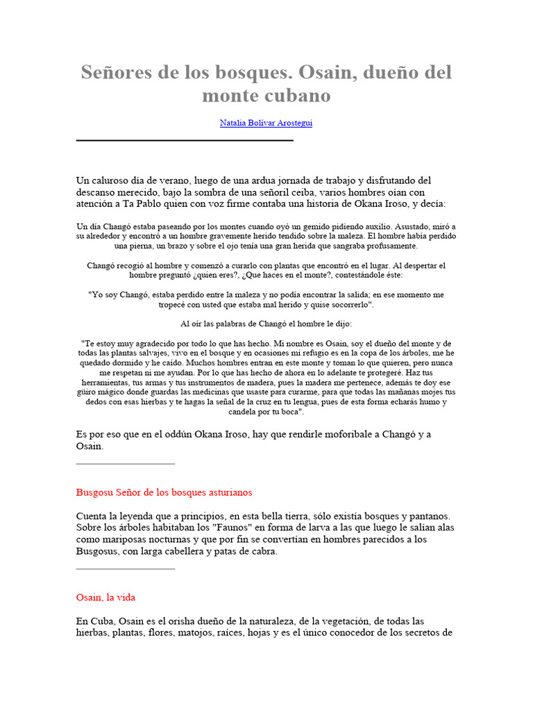 Osain: Orisha de la Naturaleza en Cuba | PDF | Odin
