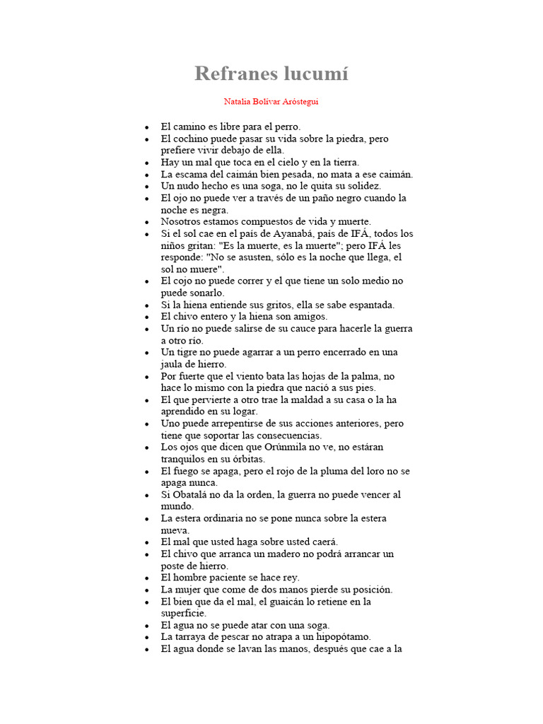 Refranes Lucumi... | PDF