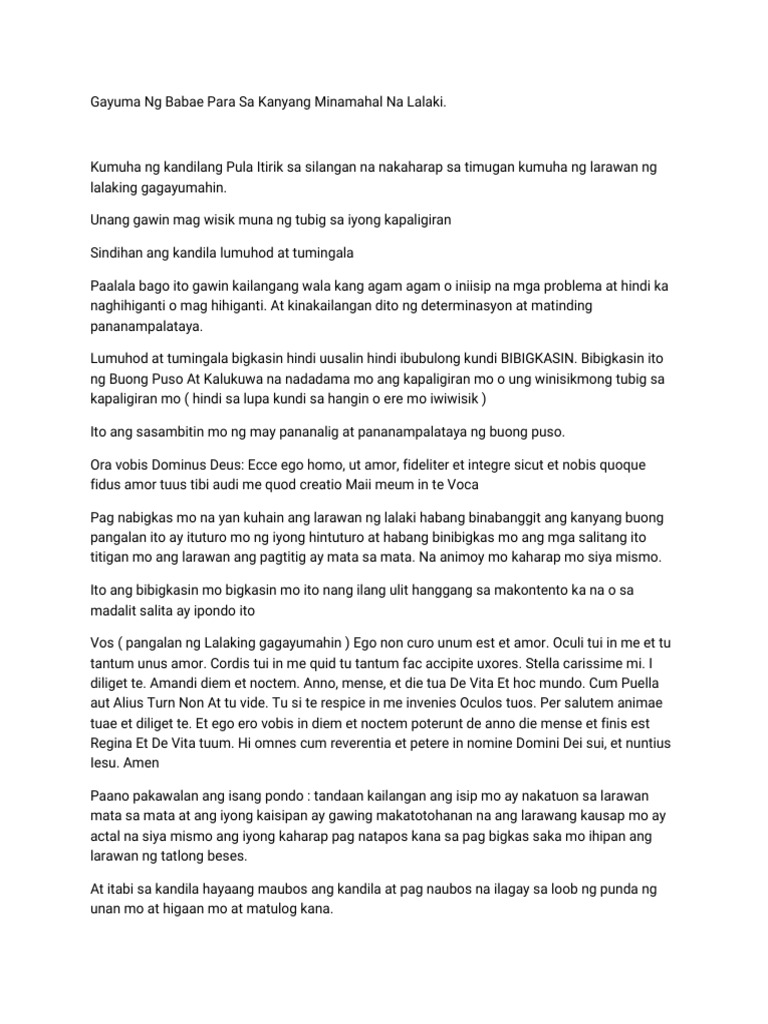 Ritwal Gayuma NG Babae | PDF