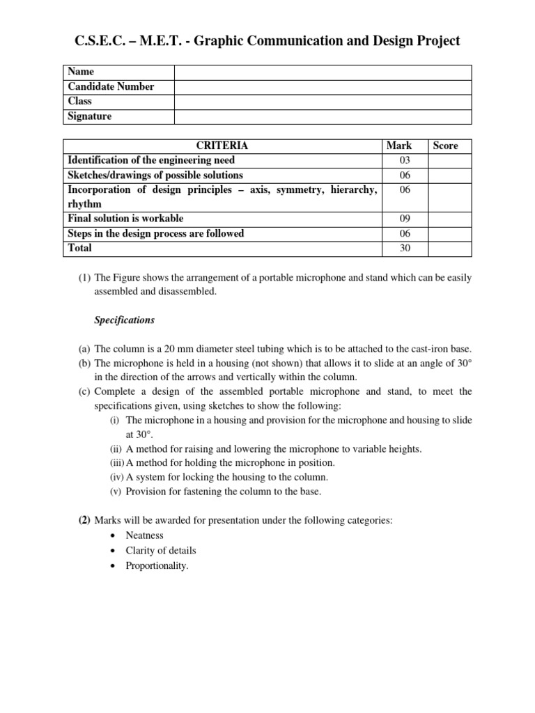 CSEC - Graphic Communication and Design Project - Microphone | PDF