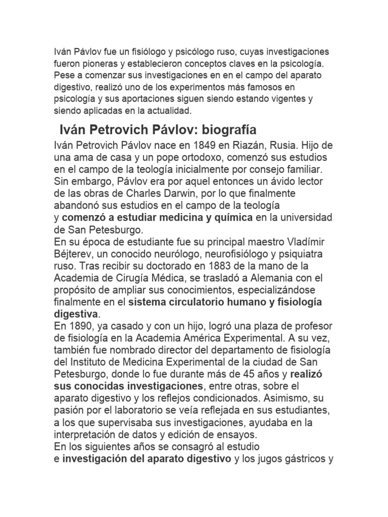 Iván Pávlov | PDF | Science