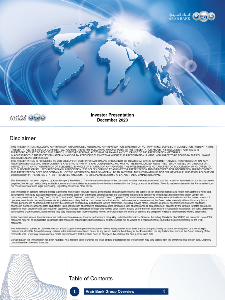 Arab Bank Ir Presentation q4 2023 | PDF | Banks | Deposit Account
