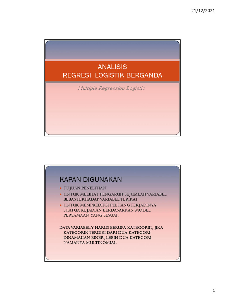 Panduan Regresi Logistik Ganda | PDF