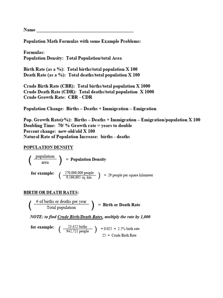 Population Math Formulas With Examples and Practice | PDF | Actuarial ...