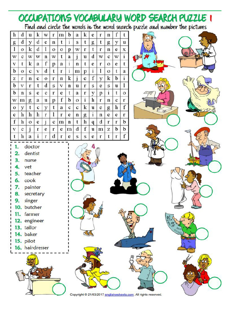 Jobs and Professions Word Search and Crossword | PDF