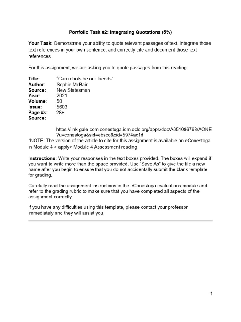 Quoting and Citing Texts Assignment | PDF | Psychotherapy | Citation
