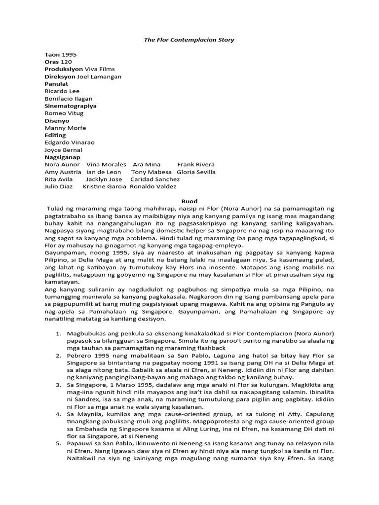 The Flor Contemplacion Story Rebyu | PDF