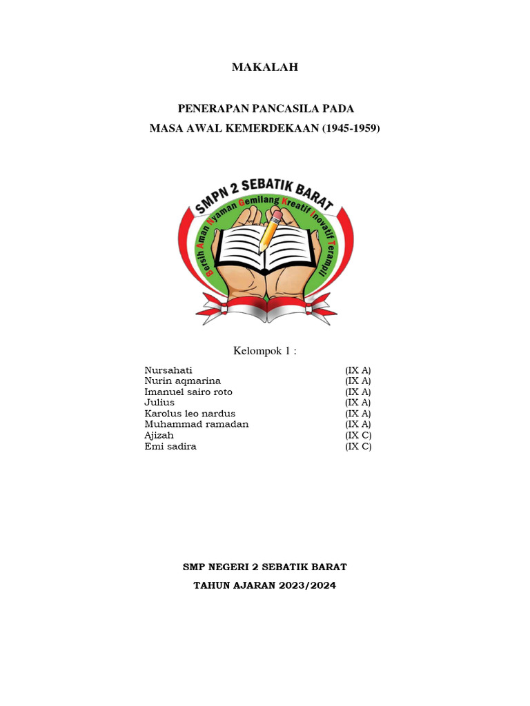 Penerapan Pancasila Pada Masa Awal Kemerdekaan Pdf 