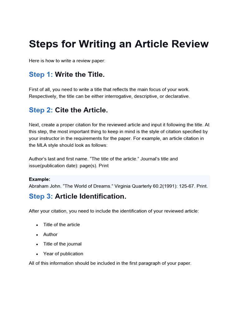 Steps For Writing An Article Review | PDF | Proofreading | Citation